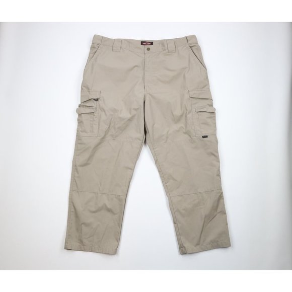 Vintage | Pants | Vintage Streetwear Mens 44x3 Double Knee Ripstop Wide Leg Cargo Pants Beige ...
